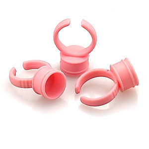 100PCS Disposable Plastic Nail Art Tattoo Glue Rings Holder Eyelash Extension Rings Adhesive Pigment Holders Finger Hand Beauty Tool