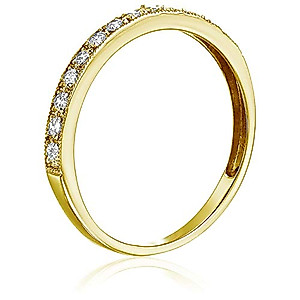 VIR JEWELS 1/5 carat (ctw) Diamond Wedding Anniversary Band for Women, Half Eternity Round Diamond Engagement Ring 14K Yellow Gold Prong Set with Milgrain 0.20 cttw, Size 8.5