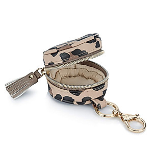 Itzy Ritzy Pacifier Holder Case with Clip - Pacifier Case Includes Clasp to Easily Attach to a Diaper Bag or Purse, Measures 2.5" in Diameter and Holds 2 Pacifiers (Leopard)