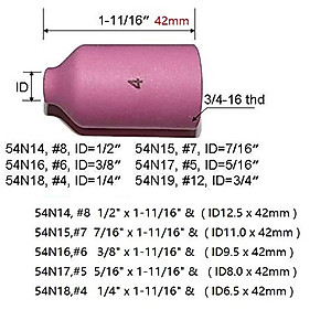 RIVERWELD TIG Jumbo Gas Lens Back Cap Long Alumina Nozzle Ceramic Cups Assorted Size Kit Fit QQ300 PTA DB SR WP 17 18 26 TIG Welding Torch 50pcs