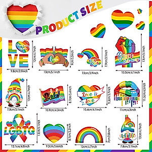 Fabbay 12 Pieces Rainbow Magnetic Stickers Car Magnet Bumper Sticker Gay Pride Rainbow Car Magnet Heart Love Rainbows Magnet Decal for Pride Day Parade Car Bumpers Refrigerator Decorations