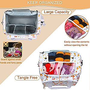 Coopay Huge Crochet Bag Knitting Bag for Crochet Hooks, Portable Yarn Bag Travel Crochet Bag with Removable Inner Divider for Crochet Yarn & Knitting Crochet Supplies -Ideal Knitting Gifts