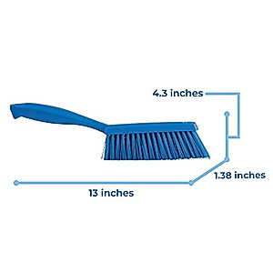 Vikan 45893 Bench Cleaning Brush, Polypropylene/Polyester Medium Bristle Dustpan Brush & Sweeper, 14 Inch, Blue