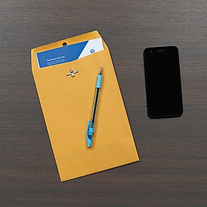 Quality Park 6 x 9 Clasp Envelopes, Clasp and Gummed Closures for Storing or Mailing, 28 lb Kraft Paper, 100 per Box (QUA37855)