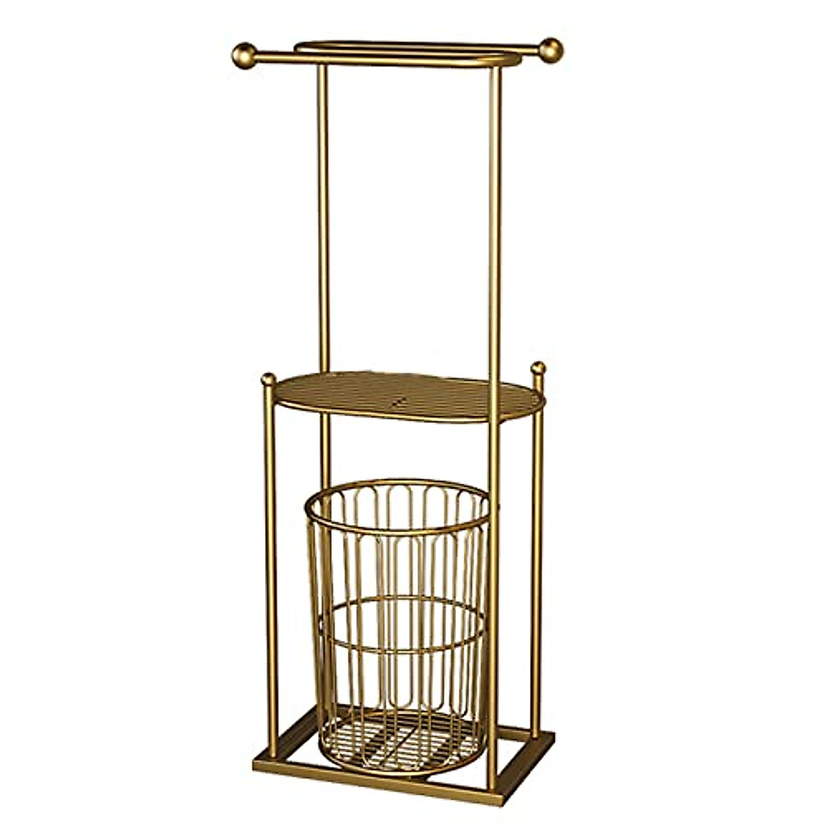 Towel Bar Stand Silver Chrome Plated Metal Free Standing Towel Rack Stand withwith Dirty Clothes Basket Rustproof Stainless Steel,Bedroom, Laundry Room, Blanket Rack (Size:122 * 69 * 45CM,Color:Gold)