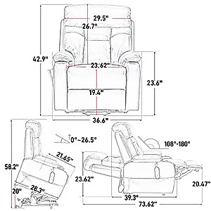 Irene House 9181 Three Motor Power Lift Recliner Lay Flat Chairs for Elderly with Lumber Support Motor Infinite Position Lift Chair Electric Recliner with Cup Holder Side Pocket(Brown Faux Leather)