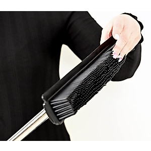HOME-X Pet Hair Remover Broom, Carpet and Floor Broom, Adjustable Handle Length, Rubber Bristle Sweeper, Long Handled Squeegee, 48 ½” L x 12 ½” W x 2” H