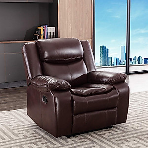 Familymill Breathable Leather Manual Reclining Sofa Sets with Recliner, Loveseat and 3-Seat Sofa for Living Room