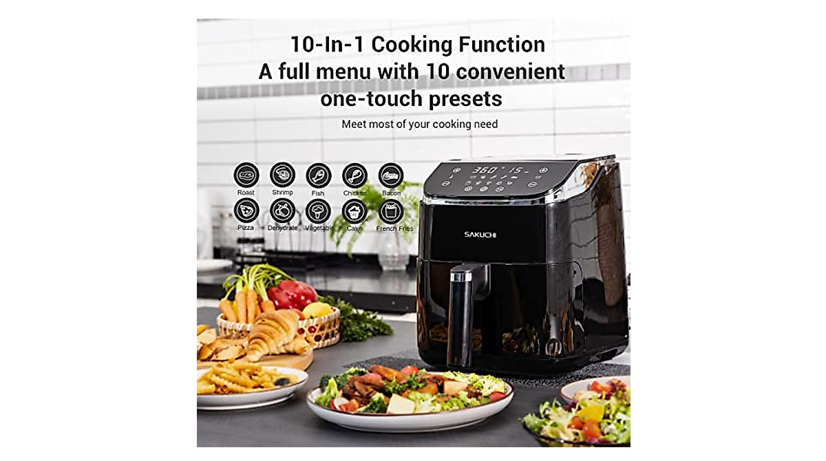 Sakuchi 5.8Qt Air Fryer - 10-in-1 Digital Cooker