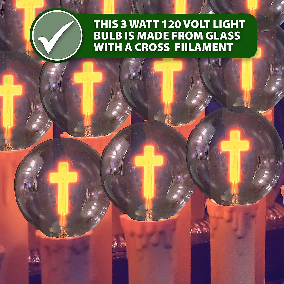 Mandala Crafts Christian Light Bulb Crucifix Bulb Jesus on The Cross Catholic Novelty Bulb 3W 120V for Pendant String Night Light (Standard Base 1 Bulb)