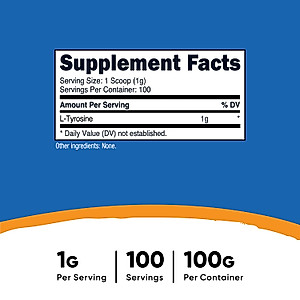 Nutricost L-Tyrosine Powder 100 Grams (100 Servings) - 1G per Serving