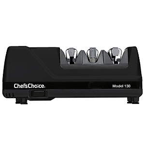 Chef’sChoice 130 Professional Electric Knife Sharpening Station for Straight and Serrated Knives and Uses Diamond Abrasives Made in USA, 3-Stage, Black