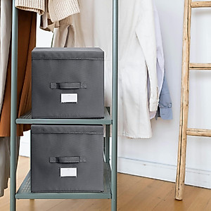 Augfox 3 Pack 13x13x13 Storage Cube Bins - Collapsible Cube Organizer for Kallax Insert, Foldable Toy Chest, Versatile Kallax Storage Cubes for Home, Closet (Dark Grey)