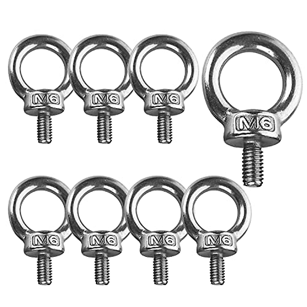 Lifting Eye Bolts, Reedny 1/4" 304 Stainless Steel Shoulder Ring Eye Machinery Male Thread Ring Eyebolt Screws for Hanging Articles (M6, 8Pcs)