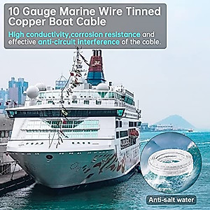 10 Gauge Wire,iGreely 10 Gauge Marine Wire 30FT 10AWG Tinned Copper Boat Cable,2 Core Insulated Duplex Marine Stranded Cable for Automotive Boat Marine Speakers Solar Outdoors Wiring