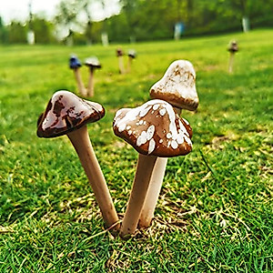 PUOO 8 Pieces Ceramic Mushroom Statue Garden Pot Decoration Mushroom Figurine Indoor and Outdoor Flowerpot Decoration Lawn Tree Ornaments Pottery Accessories