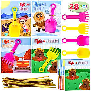 JOYIN 28 Packs Valentines Day Cards with Shovel Toys for Valentine Party Favor, Classroom Exchange Prize, Valentine’s Greeting Cards, Shovels and Rakes Beach Toys, “I DIG YOU Valentine”