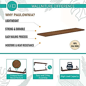 Wallniture Ponza Floating Shelves for Wall, 24" Floating Bookshelf, Wood Wall Shelves for Bedroom Decor, Walnut Set of 5