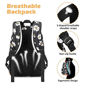 Robhomily Backpack for Teen Girls Kids Middle-School Elementary School Backpack with Lunch Box ,17” Fashion- Print Lightweight Laptop Book bags Set