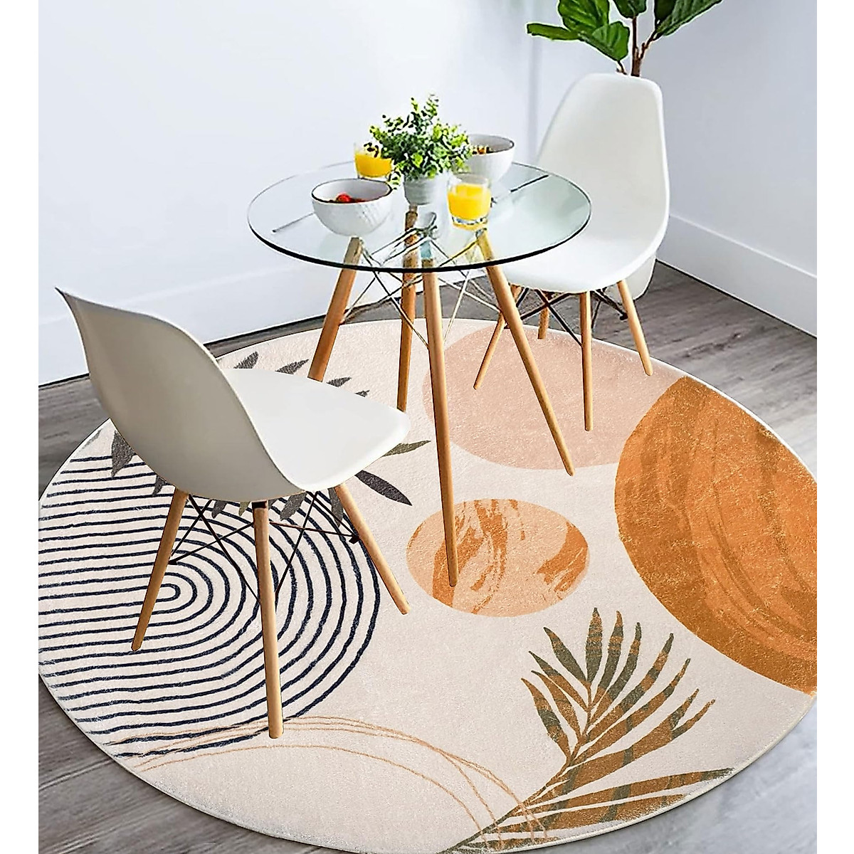 Boho Round Rug 3Ft Washable Round Bathroom Rug Non-Slip Circle Rug Soft Rugs Sunset Rainbow Round Carpet for Bedroom Entryway Sofa Living Room