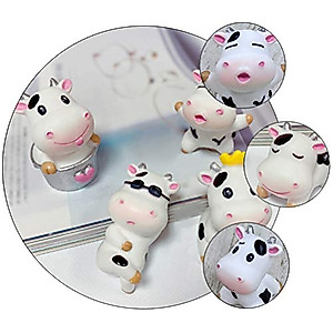 PRETYZOOM 10pcs Miniature Figurines Cow Cattle Year Ox Cow Cake Topper Fairy Garden Animals for Micro Landscape Plant Pots Bonsai Craft Decorations(Random Style)