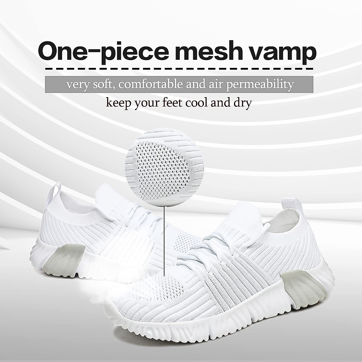 FULORIS Women's Slip On Comfort Golf Shoes Walking Shoes for Women Non Slip Running Shoes Breathable Lightweight Gym Sneakers White 7