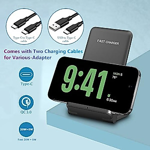 2 in 1 Wireless Charger,Foldable 20W Fast Wireless Charging Stand Compatible with iPhone 15/15 Pro/14/13/12/X/AirPods,Dual Phone Induction Charge Station for Samsung,Pixel,Xperia,LG G8(No Plug)