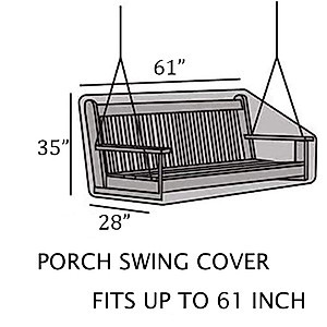 YHINGG Porch Swing Cover 61Inch Waterproof 600D Oxford Hanging Outdoor Swing Chair Cover Garden Hammock Chair Cover Patio Furniture Covers (Black)
