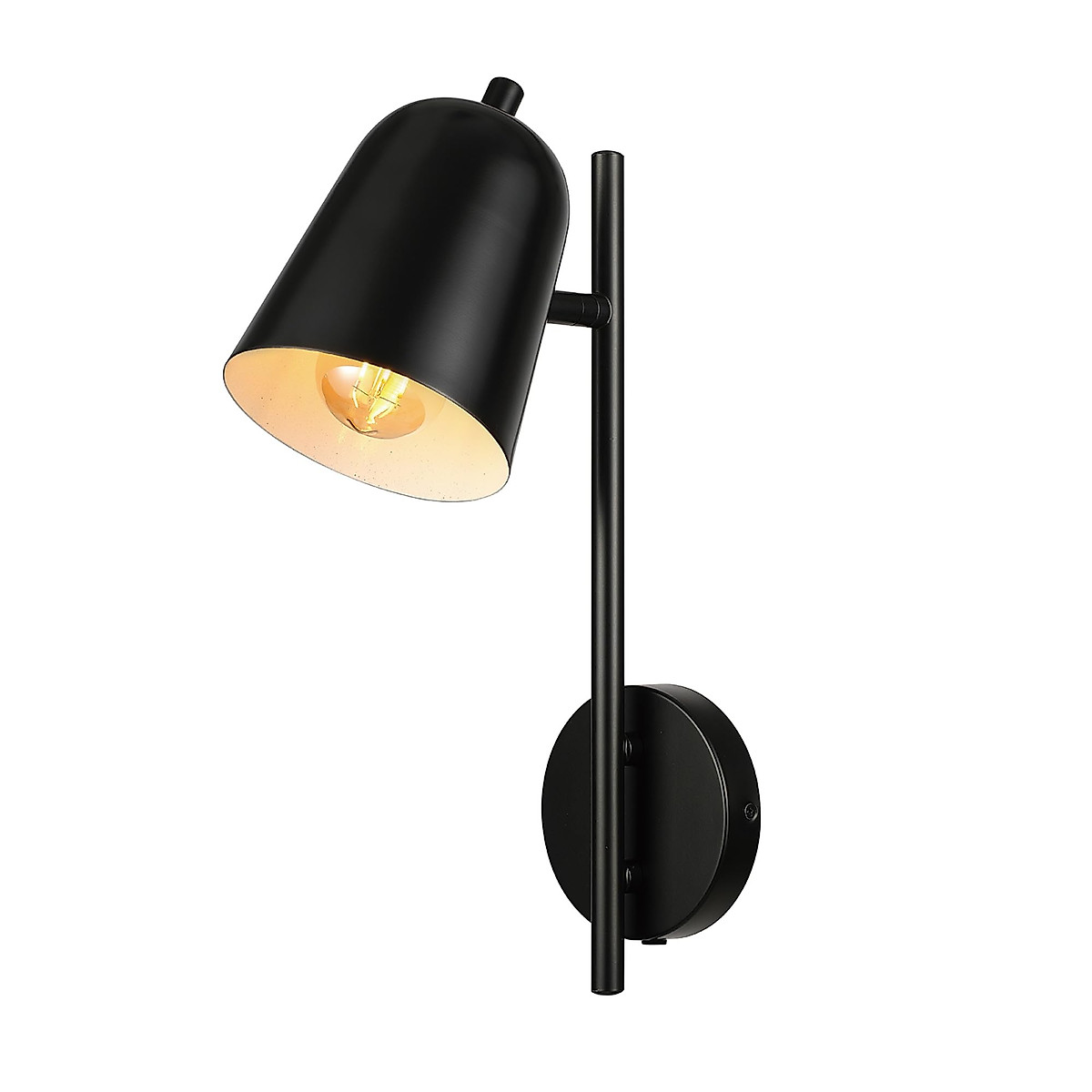 Globe Electric 65000049 1-Light Plug-in or Hardwire Wall Sconce, Matte Black, Pivoting Shade, Black Braided Fabric Designer Cord, E26 Base Socket, Home Décor, Wall Lighting, Home Improvement