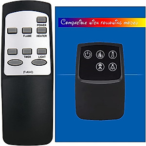 GENGQIANSI Replacement for Twin Star CLASSICFLAME Electric Fireplace Heater Remote Control 34HF601GRA 34HF601ARA 34HF600GRA 34HF600GRA-A004 34HF600GRA-B003 34HFU601GRT 34HFU601GRA