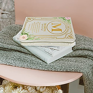 10x7 Inch Personalized Bible Cover – Create Your Own Design, Custom Bible Cover and Carrying Case with Handle – Leatherette Book Covers and Bible Case for Women - White (Design 4)