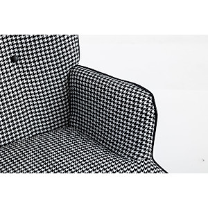 Lepfun Velvet 35.5 inch, Soft Houndstooth Leather Fabric Rocking Chair for Nursery,Comfy Wingback Glider Rocker with Safe Solid Wood Base for Living Room Bedroom and Balcony,Black