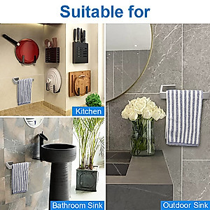 TocTen Hand Towel Holder/Towel Ring - Thicken SUS304 Stainless Steel Bathroom Hand Towel Hanger, 9 Inch Heavy Duty Wall Mounted Towel Rack, Square Hand Towel Bar for Bathroom Hardware (Brush, 9 in)