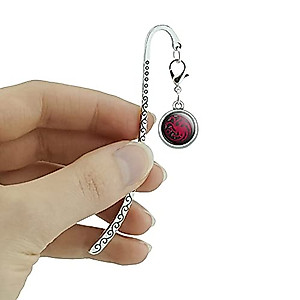 Game of Thrones Targaryen Sigil Metal Bookmark Page Marker with Charm