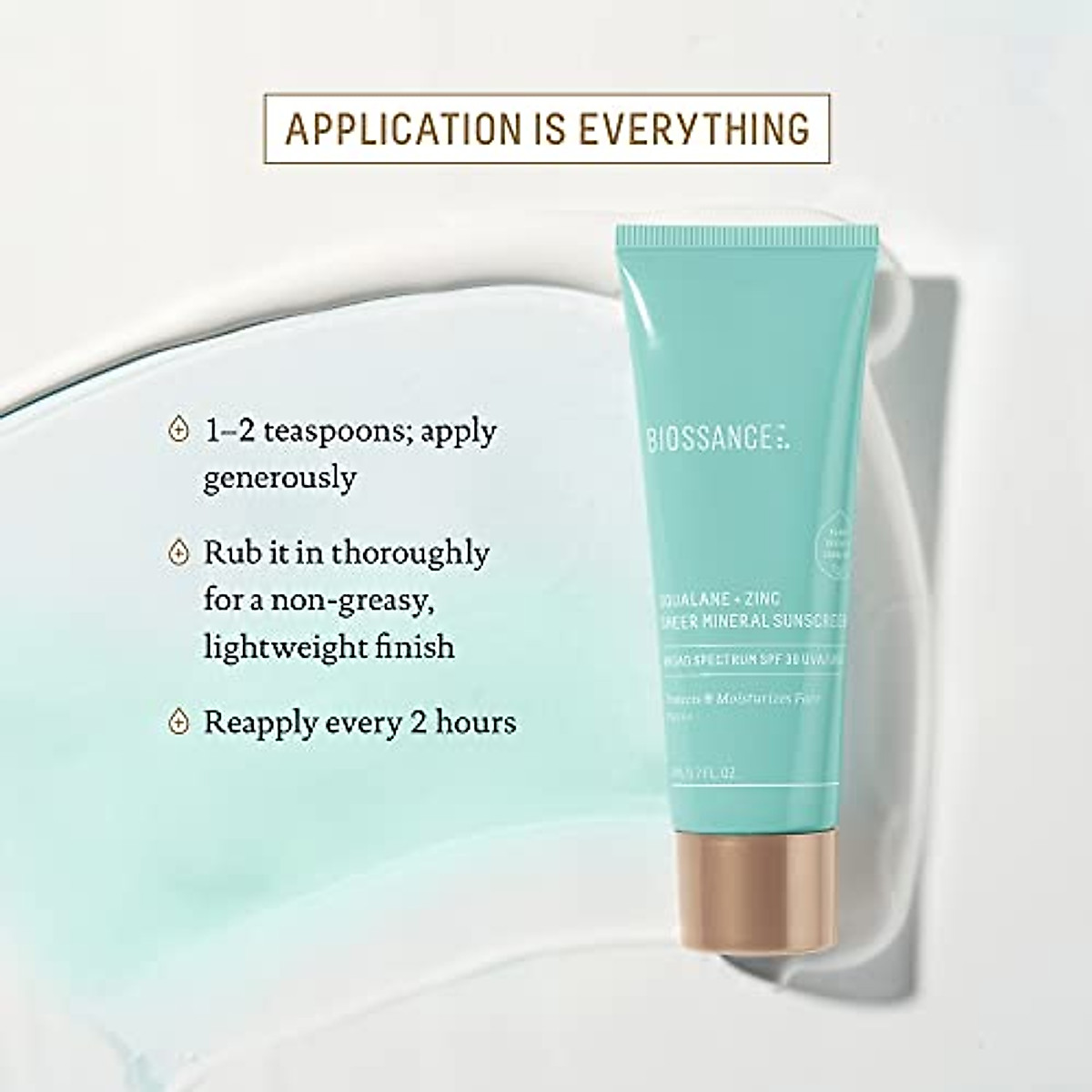 Biossance Squalane + Zinc Sheer Mineral Sunscreen. Broad-Spectrum SPF 30 PA+++ Zinc Oxide Sunscreen That Protects and Hydrates Sensitive Skin. Lightweight, Non-Greasy and Reef-Safe (1.7 ounces)