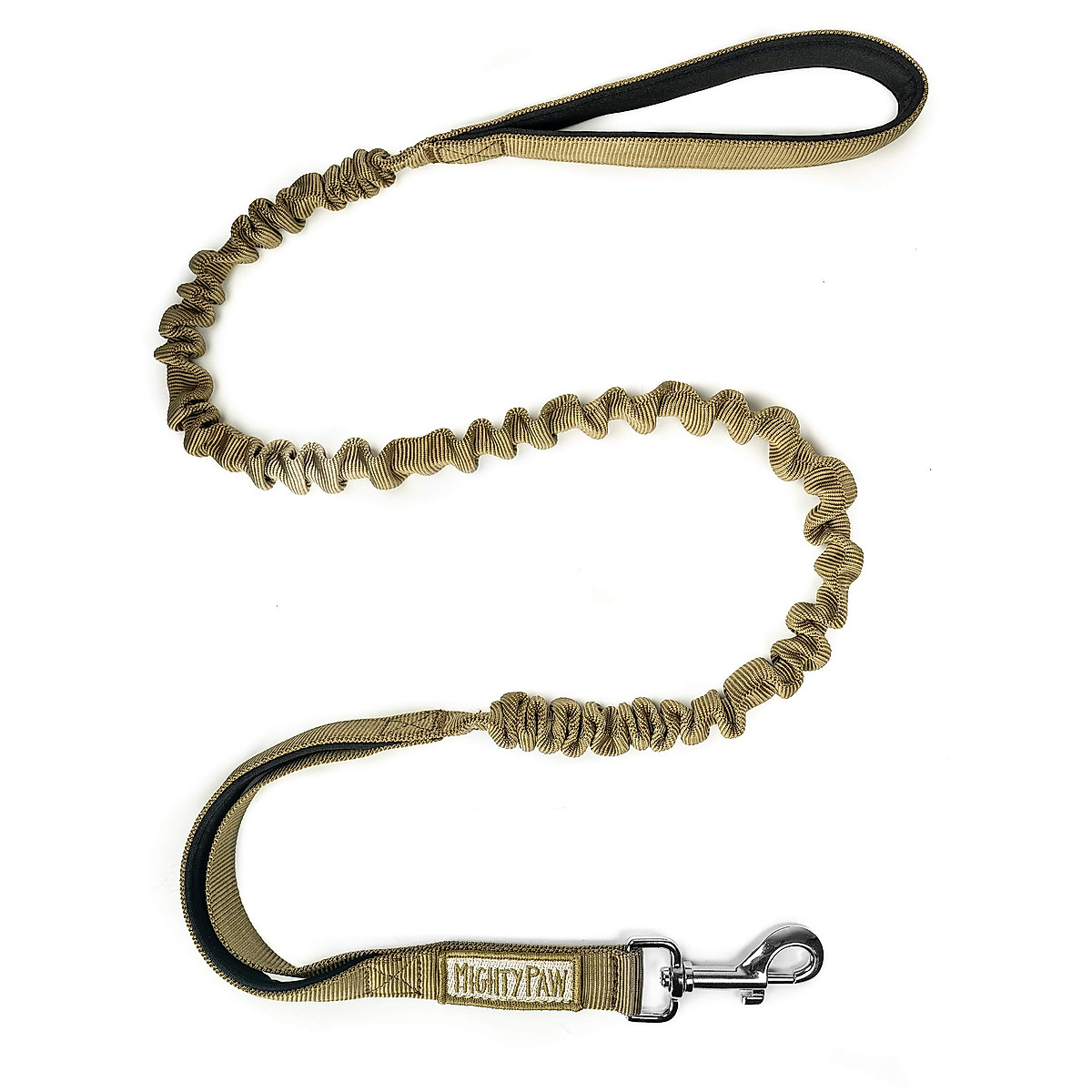 Mighty Paw Tactical Dog Leash - Dual Handle - Shock Absorbing Bungee Dog Leash - Comfortable Neoprene Padding - Premium Leash - Long Dog Leash - Dog Leash with Traffic Handle - Dog Lead (Canvas)