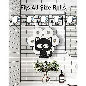 Cute Cat Toilet Paper Holder, Cute Farmhouse Wall-Mount Toilet Paper Rack for 8 Rolls, Metal Wall Art Bathroom Decorative