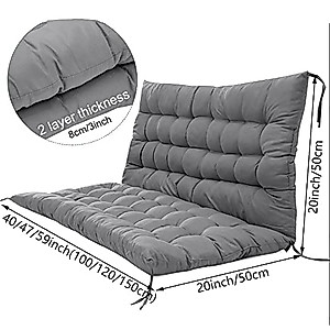 Hruile 3 Inch Thick Bench Cushion with Backrest Comfortable, 2 or 3 Seater Bench Pad with Ties, Seat Cushions Mat for Indoor Outdoor Garden Patio Swing Lawn Chair,40x40in,Black
