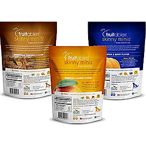 Fruitables Soft and Chewy Skinny Minis Grain Free Dog Training Treats Variety 6 Pack - 1 of Each Flavor