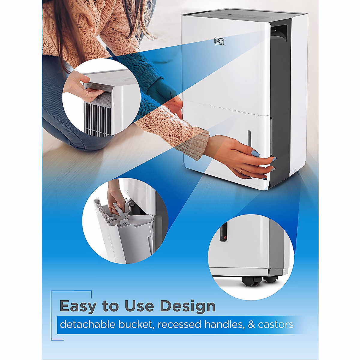 BLACK+DECKER 1500 Sq. Ft. Dehumidifier for Medium to Large Spaces and Basements, Energy Star Certified, BD22MWSA