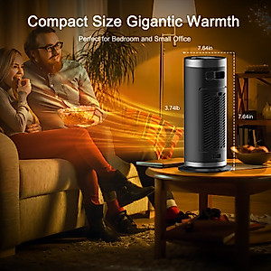 Portable 1500W Electric Space Heater with Remote Control & Thermostat, 4 Heating Modes, 12-Hour Timer, 90° Oscillation, Digital Display, PTC Ceramic for Fast Heating - Ideal for Bedrooms and Offices