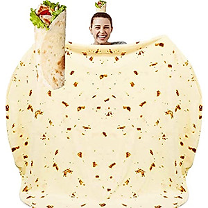 Acteb Burritos Tortilla Blanket for Adult 80in, 300GSM Thickness Double Sided Print, Novelty Giant Soft Flannel Wrap Round Throw Blankets Home Decor Food Taco Tapestries