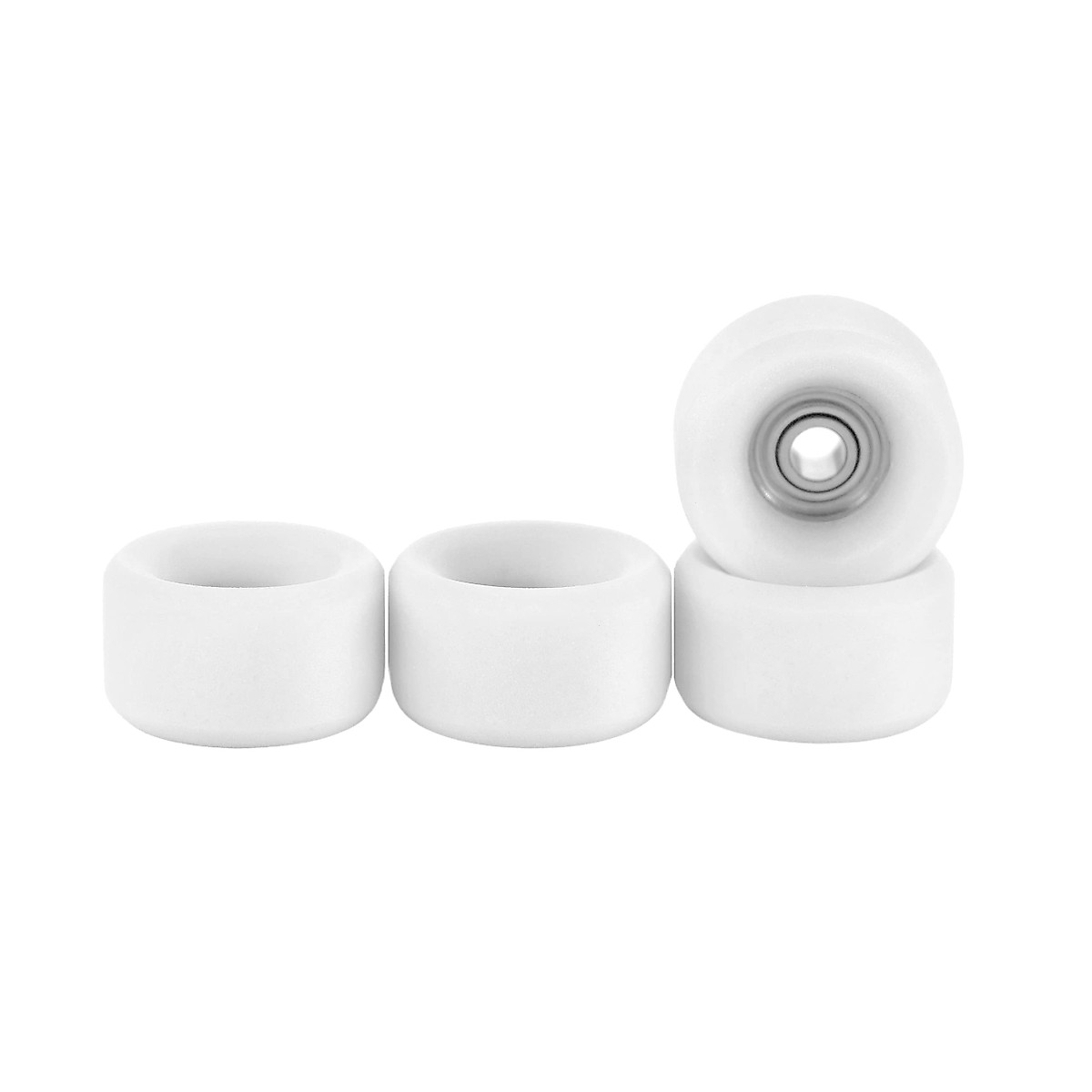 Teak Tuning Apex 61D Urethane Fingerboard Wheels - Slim Bowl Shaped, 7.5mm Diameter - ABEC-9 Stealth Bearings - Made in the USA - "White Snow" Colorway