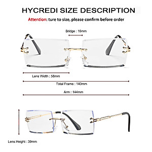 Rectangle Sunglasses for Men/Women Small Rimless Square Shade Eyewear (Tea + White + Black)…