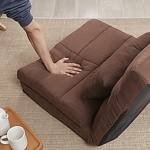 Triple Fold Down Sofa Bed, Adjustable Floor Couch Sofa with One Pillow, 5 Reclining Position, Convertible Upholstered Guest Sleeper，Adjustable Foldable Modern Leisure Sofa Bed Video Gaming Sofav