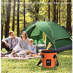 Sunglow Collapsible Bucket, 5 Gallons Multifunctional Portable Collapsible Fishing Bucket -Wash Basin Folding Bucket -Water Container for Fishing-Camping-Gardening (20L/5gallon(Orange))