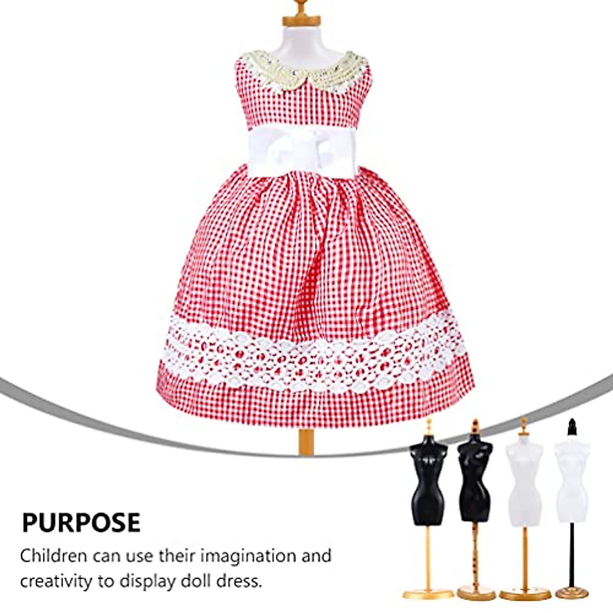 EXCEART Miniature Toys 4pcs Doll Dress Form Clothing Clothes Displaying Racks Mannequin Model Stands Girl Plastic Demountable Display Support Doll Accessories (White Black) Maniquin