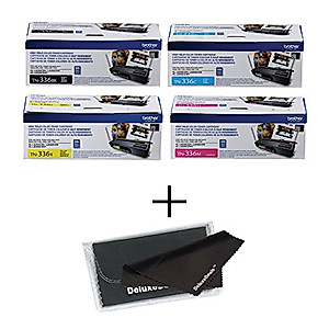 Brother TN336 High Yield Toner Set BCYM HL-L8250CDN HL-L8350CDW HL-L8350CDWT MFC-L8600CDW MFC-L8850CDW + DeluxeDeals MicroFiber LCD Screen Cleaning Cloth