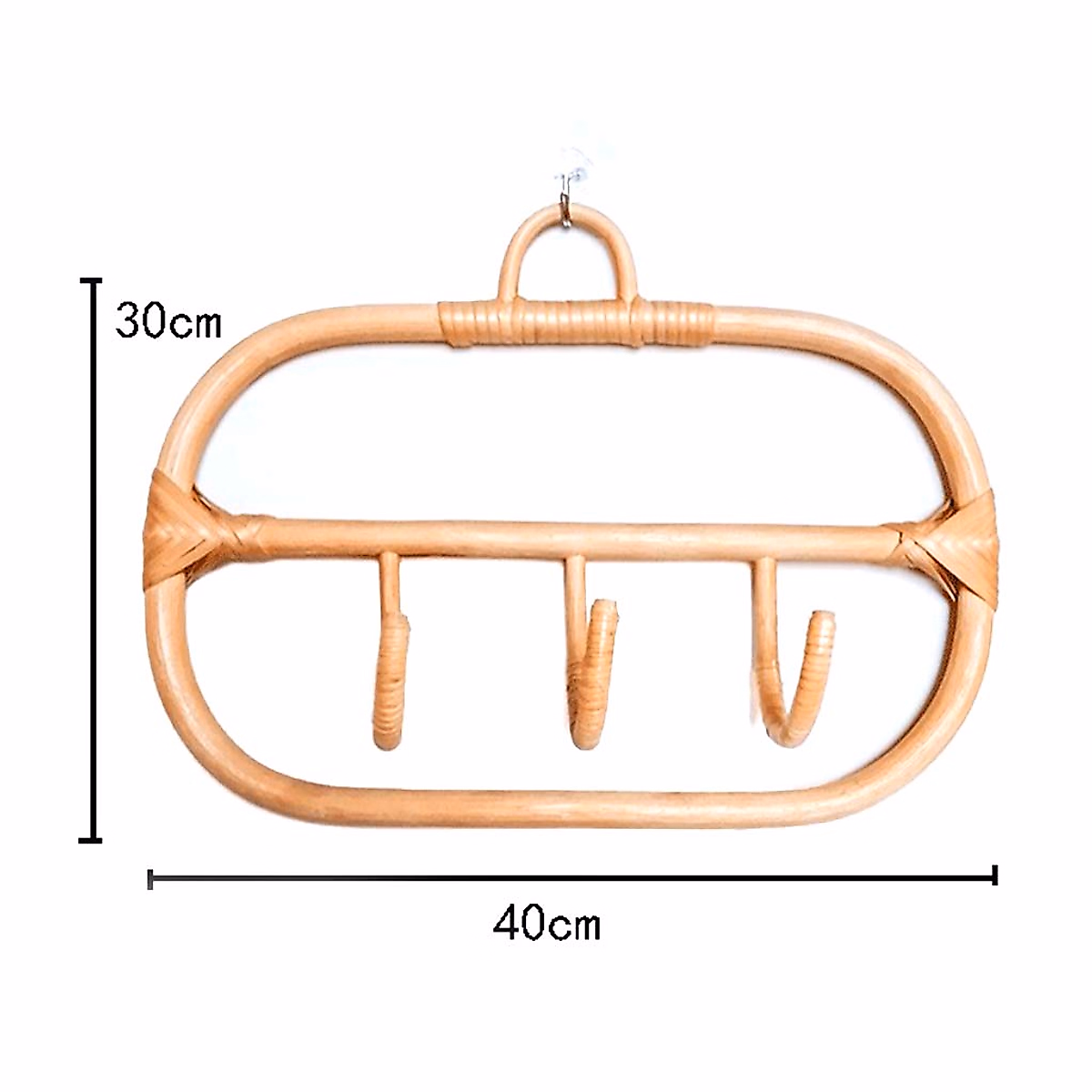 PURPLELILY Nordic Natural Rattan Wall Hooks Clothes Hanger Hanging Hat Coat Organizer Rack Home Hotel Kids Room Decoration Home Kids Room Decoration