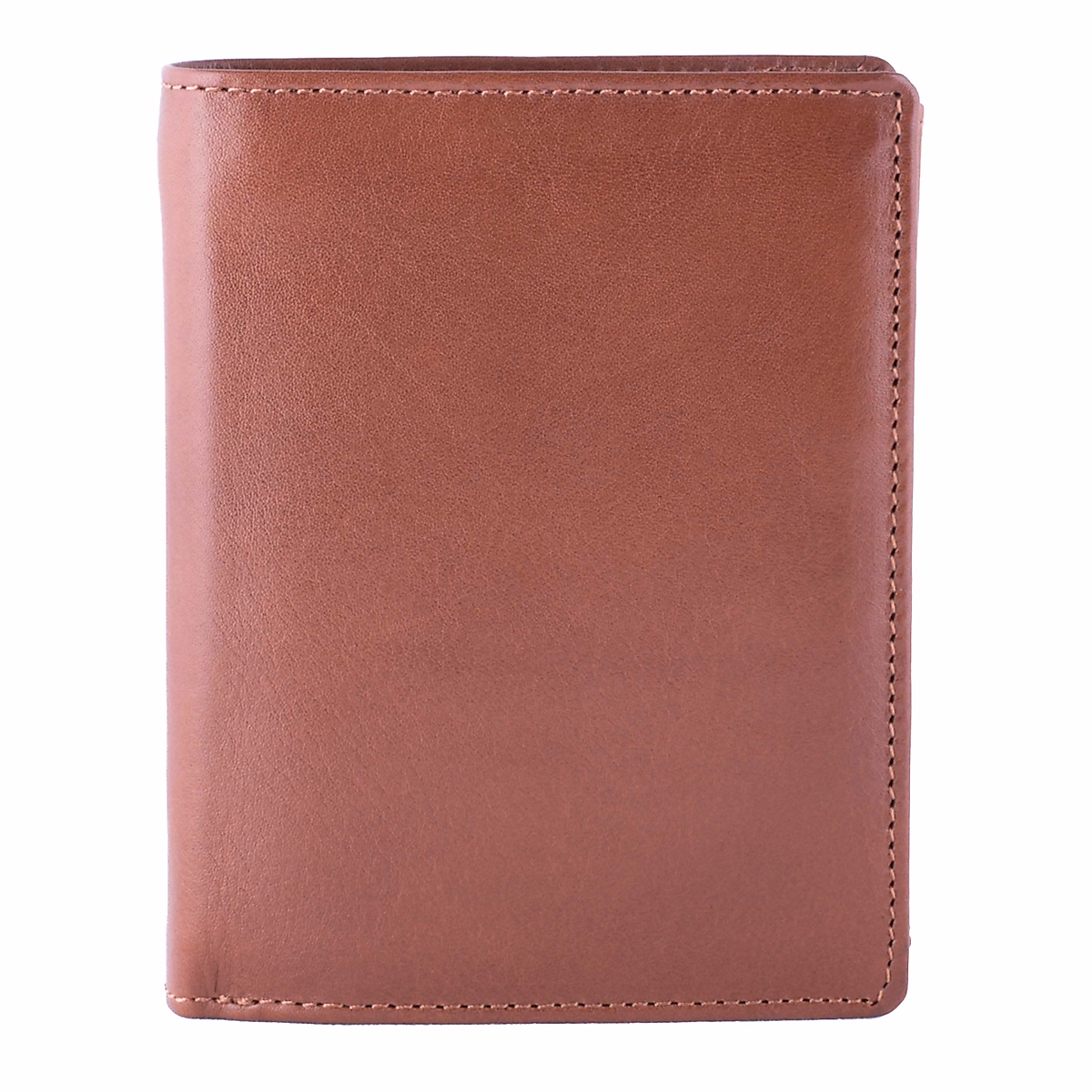 DiLoro Mens Full Size Large Capacity Genuine Full Grain Leather Wallet Bifold Flip ID Coin & Zip Pockets RFID Blocking Anti-Theft (Bugatti Tan)